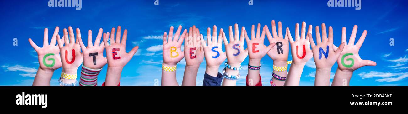 Children Hands Building Colorful German Word Gute Besserung Means Get ...