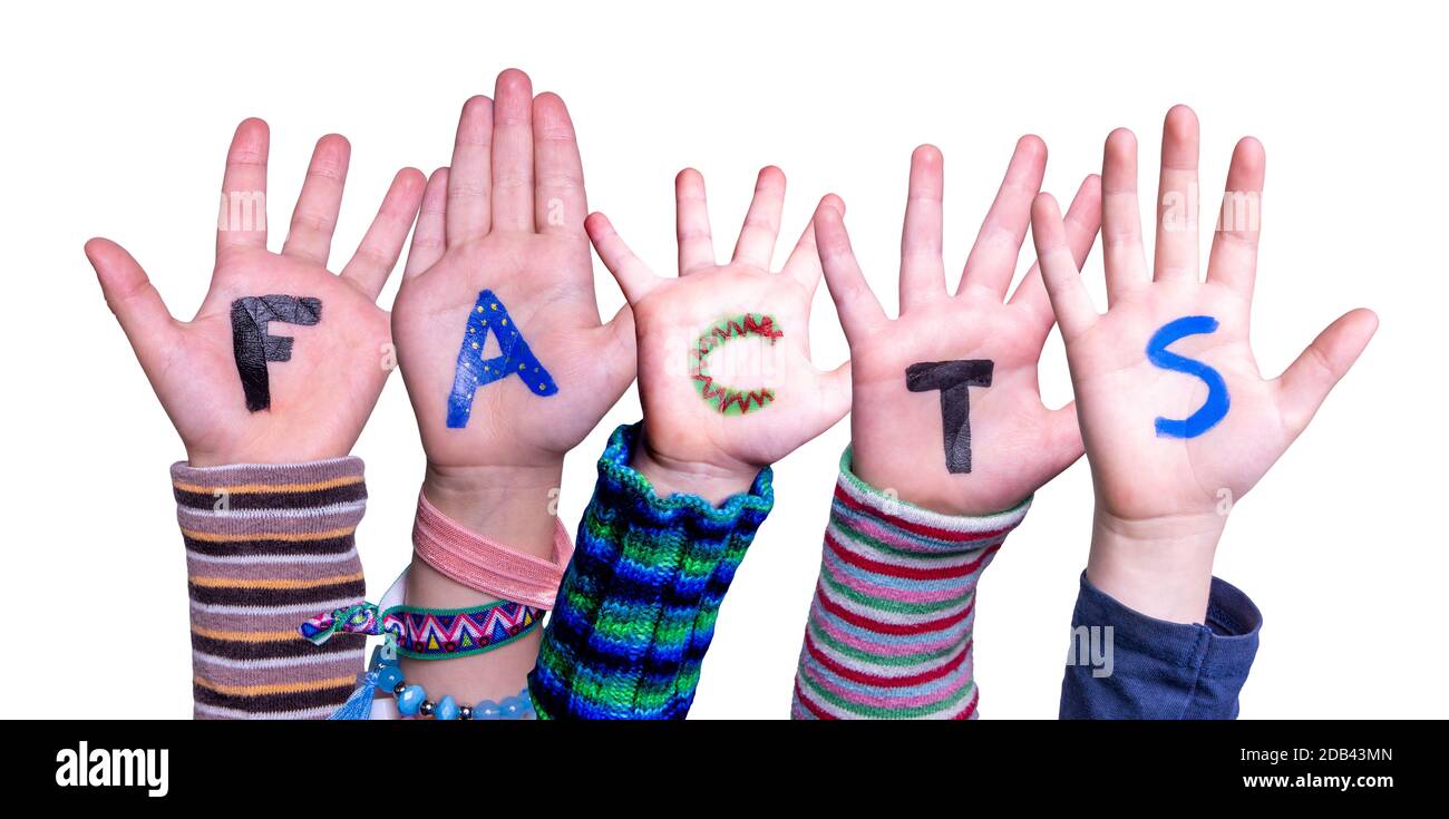 Children Hands Building Colorful English Word Facts. White Isolated ...