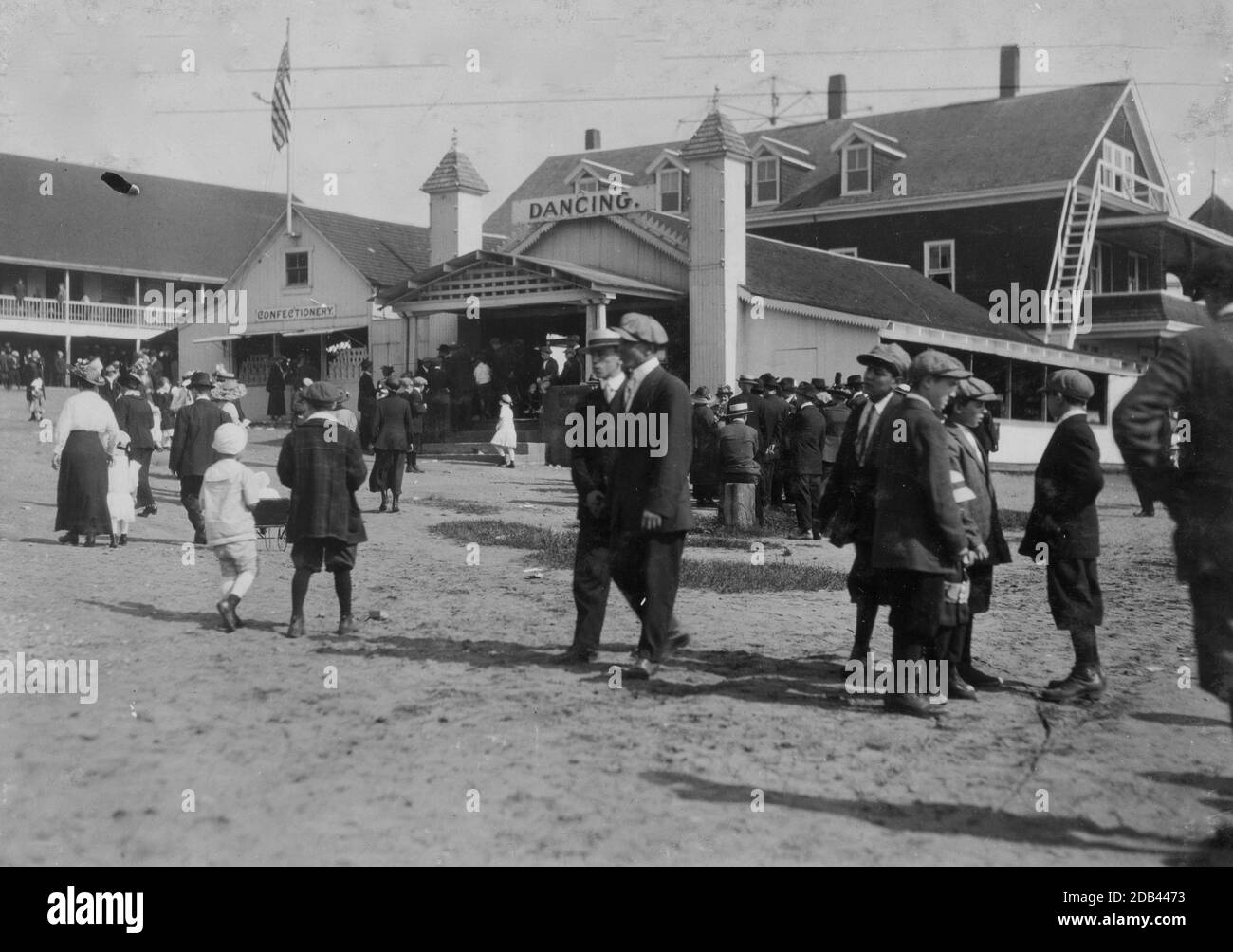 Small crowds outside of Fall River Dance Hall Stock Photo - Alamy