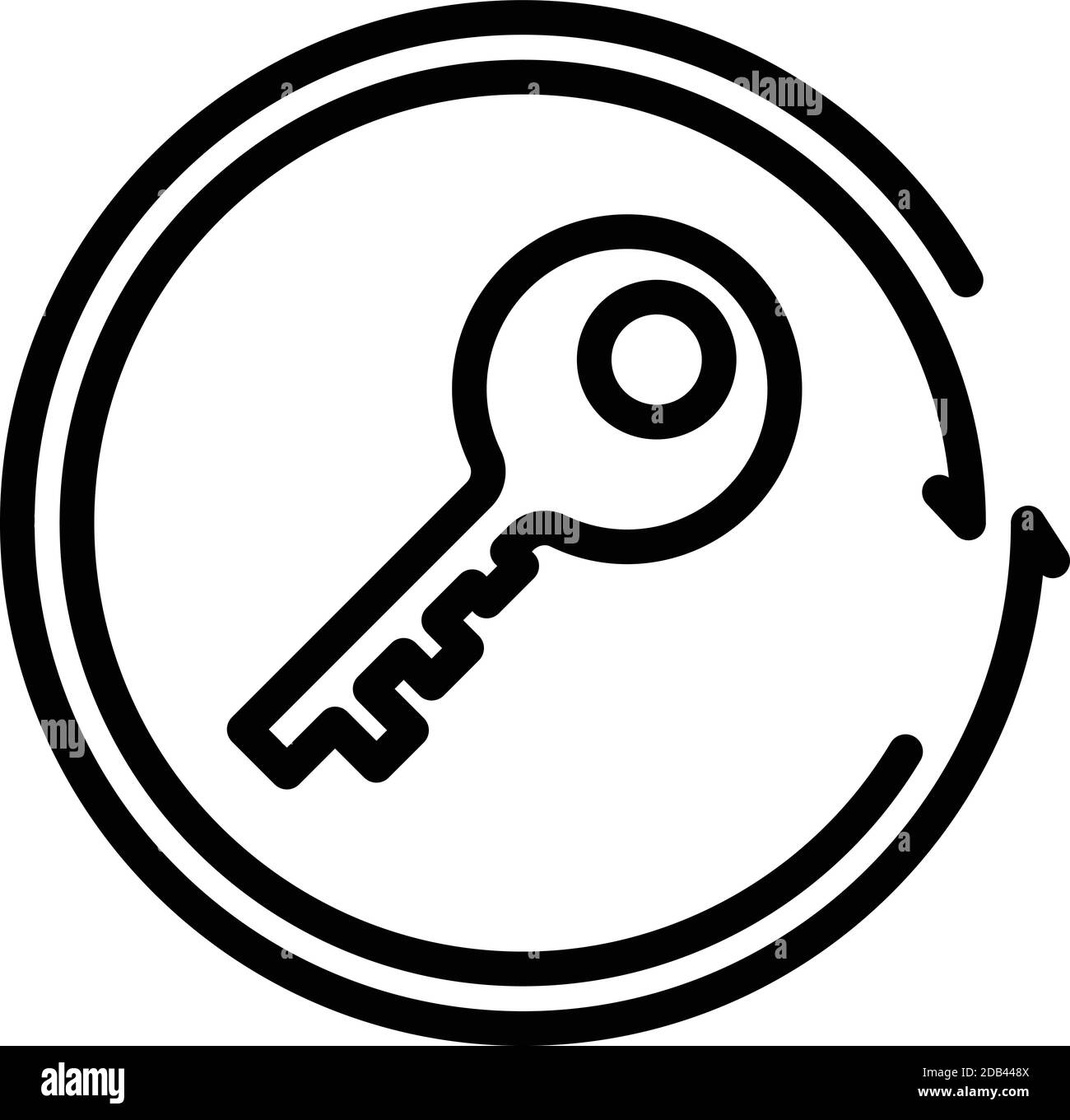 Circle key icon. Outline circle key vector icon for web design isolated ...