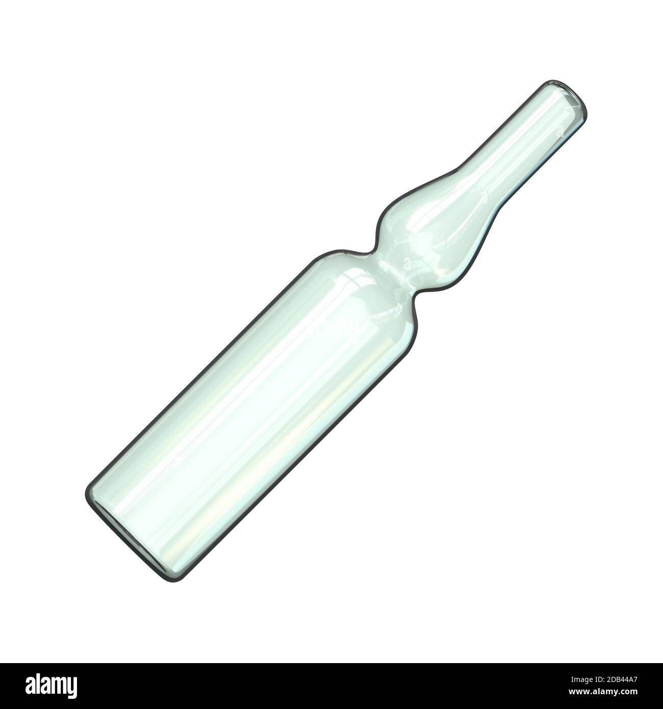 Angled empty glass ampoule 3D render illustration isolated on white ...
