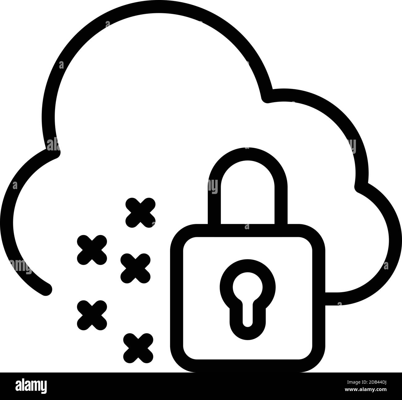 Secured cloud icon. Outline secured cloud vector icon for web design ...