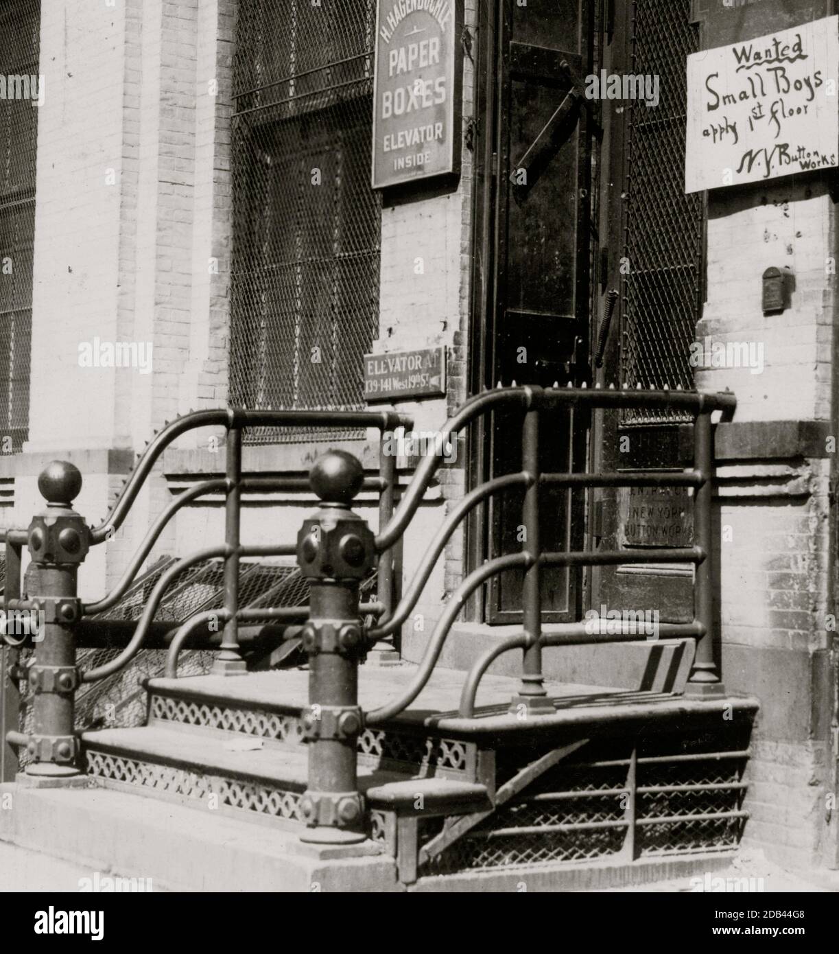 Boy Wanted sign. West 19[th] Street. Location: New York, New York Stock ...