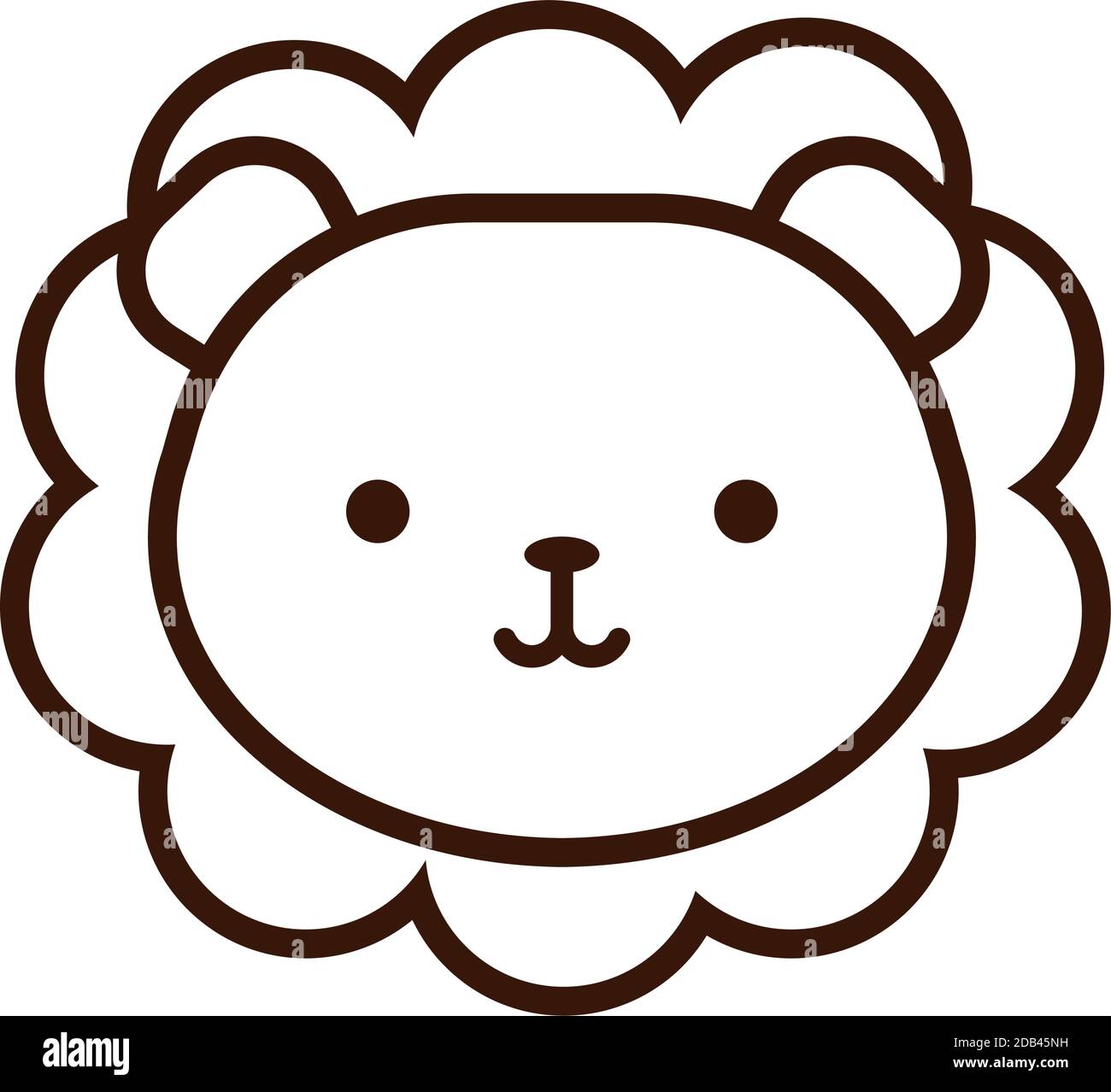 cute little leon kawaii animal line style vector illustration design ...