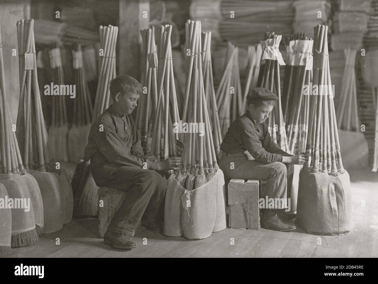 Boys in Packing Room. S. W. Brown Mfg. Co. Broom Manufacturing Stock ...