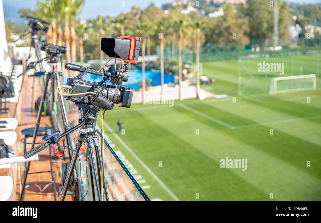Camera for video recording and transmission during football match hi ...