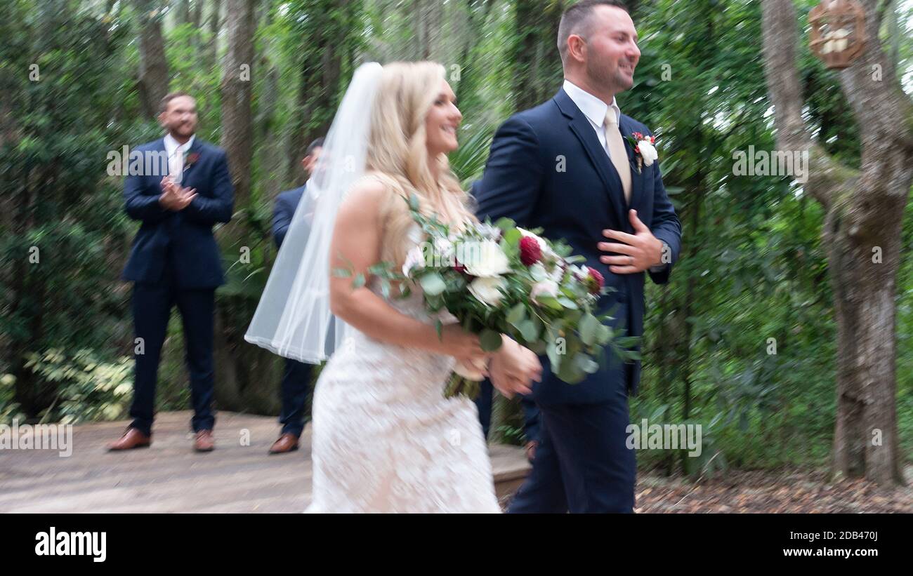Happy Bride and Groom Just Married Stock Photo - Alamy