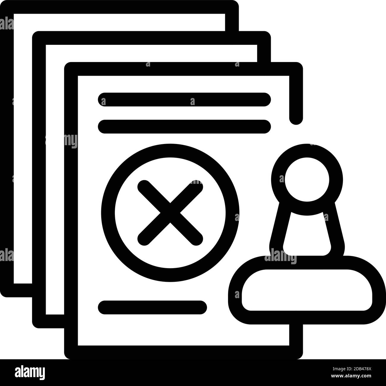 Paper stamp decline icon. Outline paper stamp decline vector icon for ...