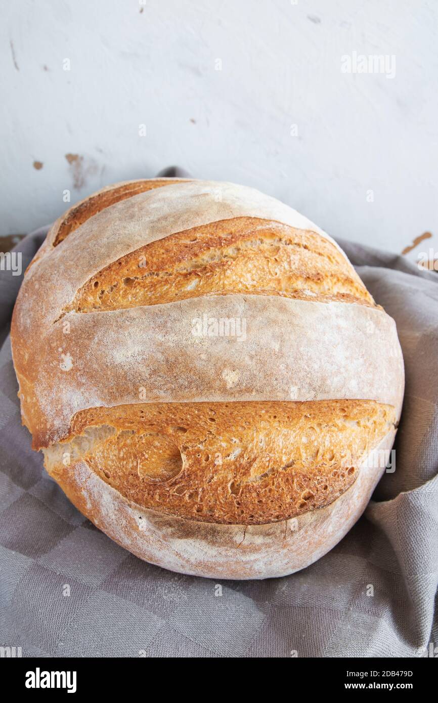 Homemade round bread of wheat flour and spelt Stock Photo - Alamy