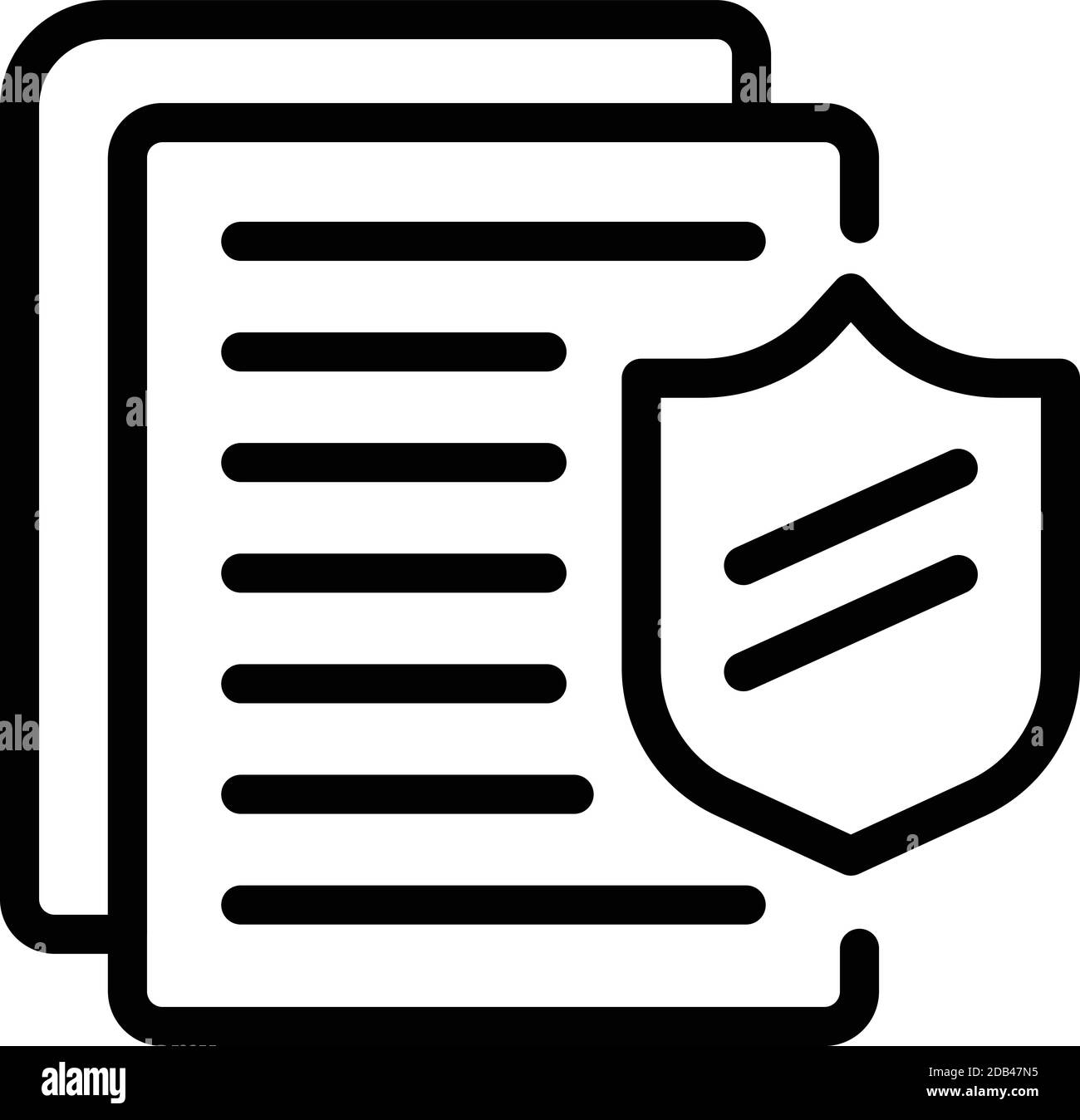 Shield papers icon. Outline shield papers vector icon for web design ...