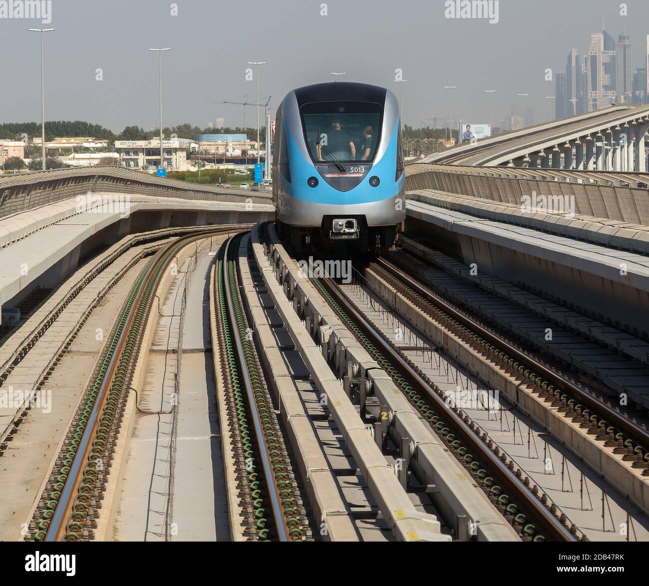 Metro train on the Red line in Dubai UAE Stock Photo - Alamy
