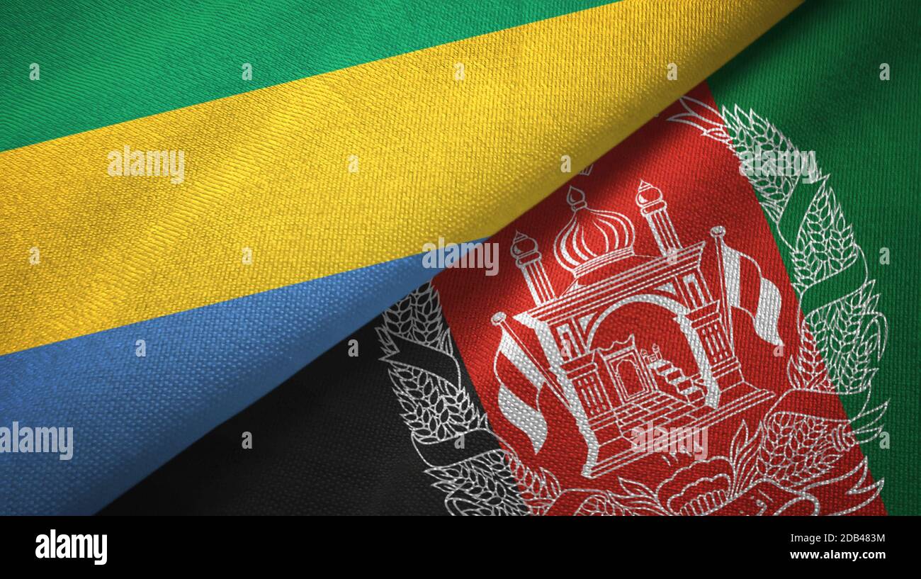 Gabon and Afghanistan two flags textile cloth, fabric texture Stock ...