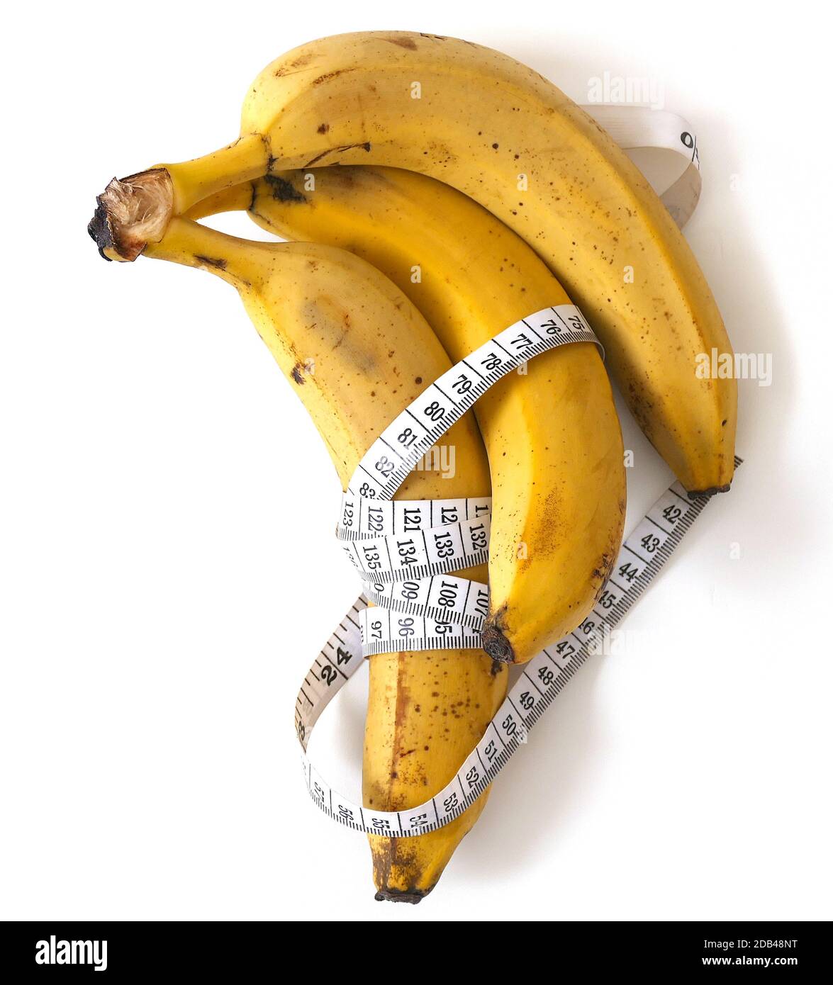 Banana and healthy weight loss, banana and diet, with tape measure on ...