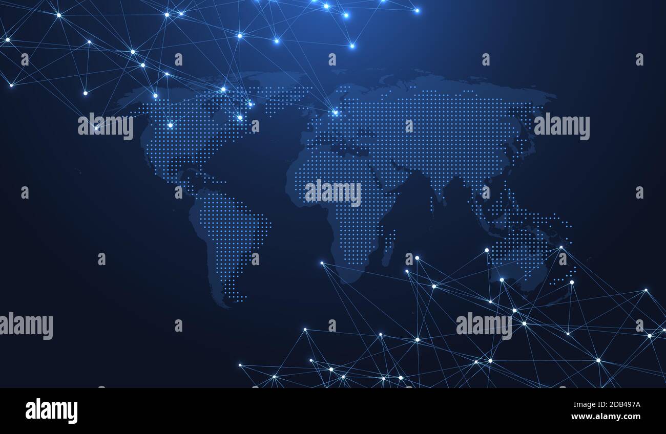 Global network connection concept. Big data visualization. Social ...