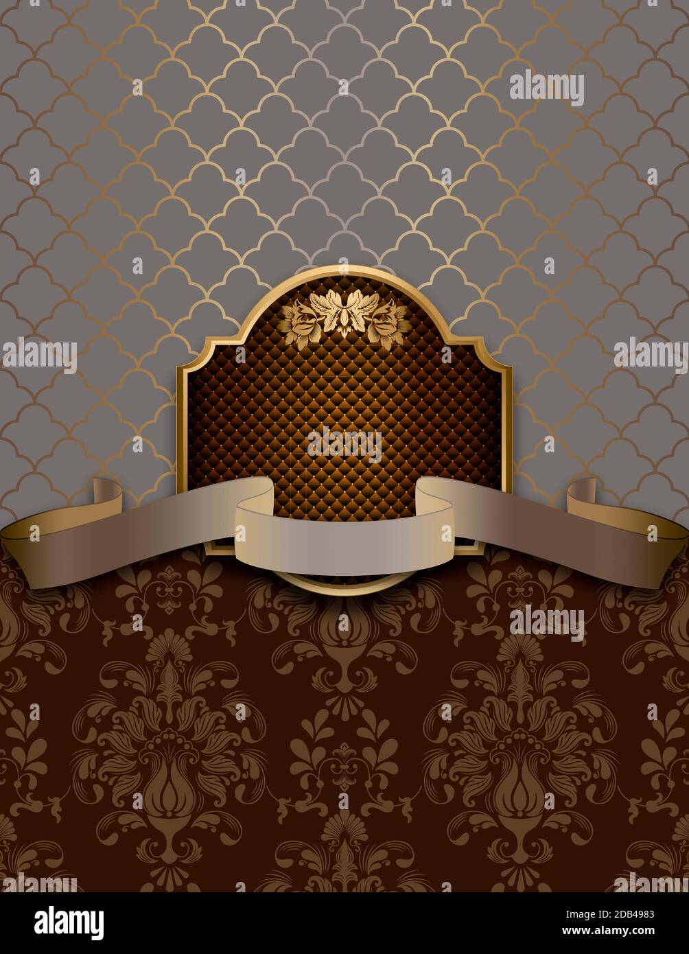 Decorative background with elegant frame and old-fashioned patterns ...