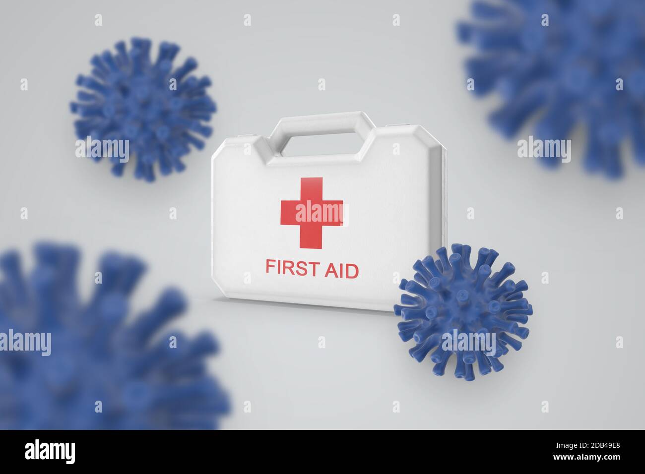 3D illustration first aid for COVID-19 on white isolated background ...