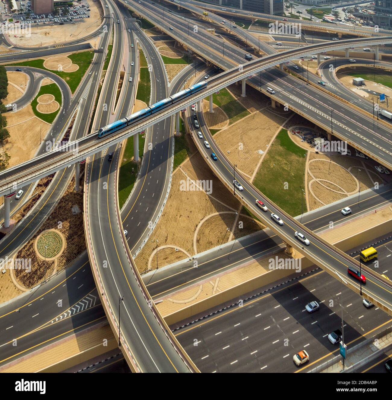 Top view city traffic of highway and metro bridge, logistics Stock ...