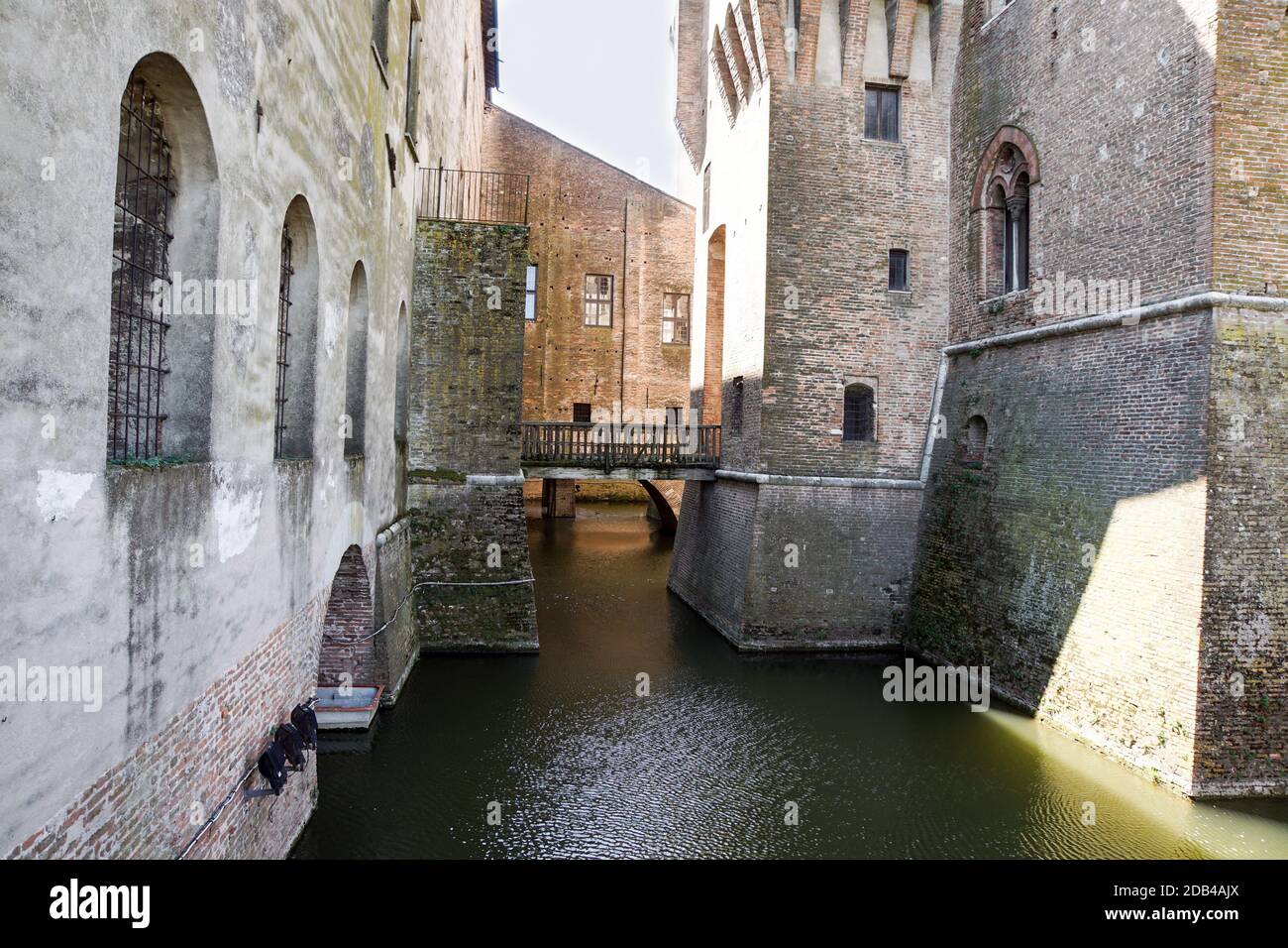 Moat bridges of the Medieval Castle of Ferrara Stock Photo - Alamy