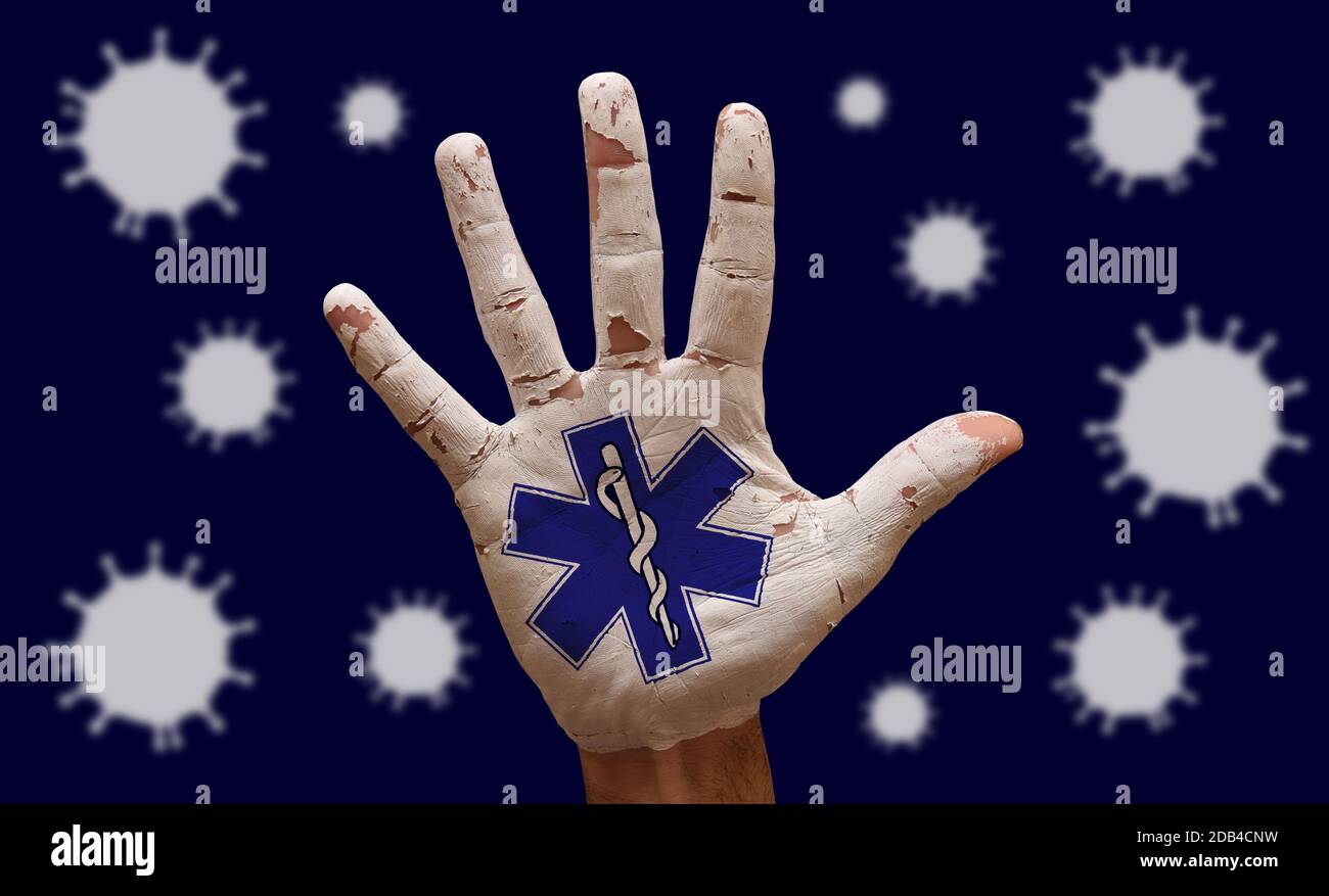 man hand palm painted life star symbol Stock Photo - Alamy