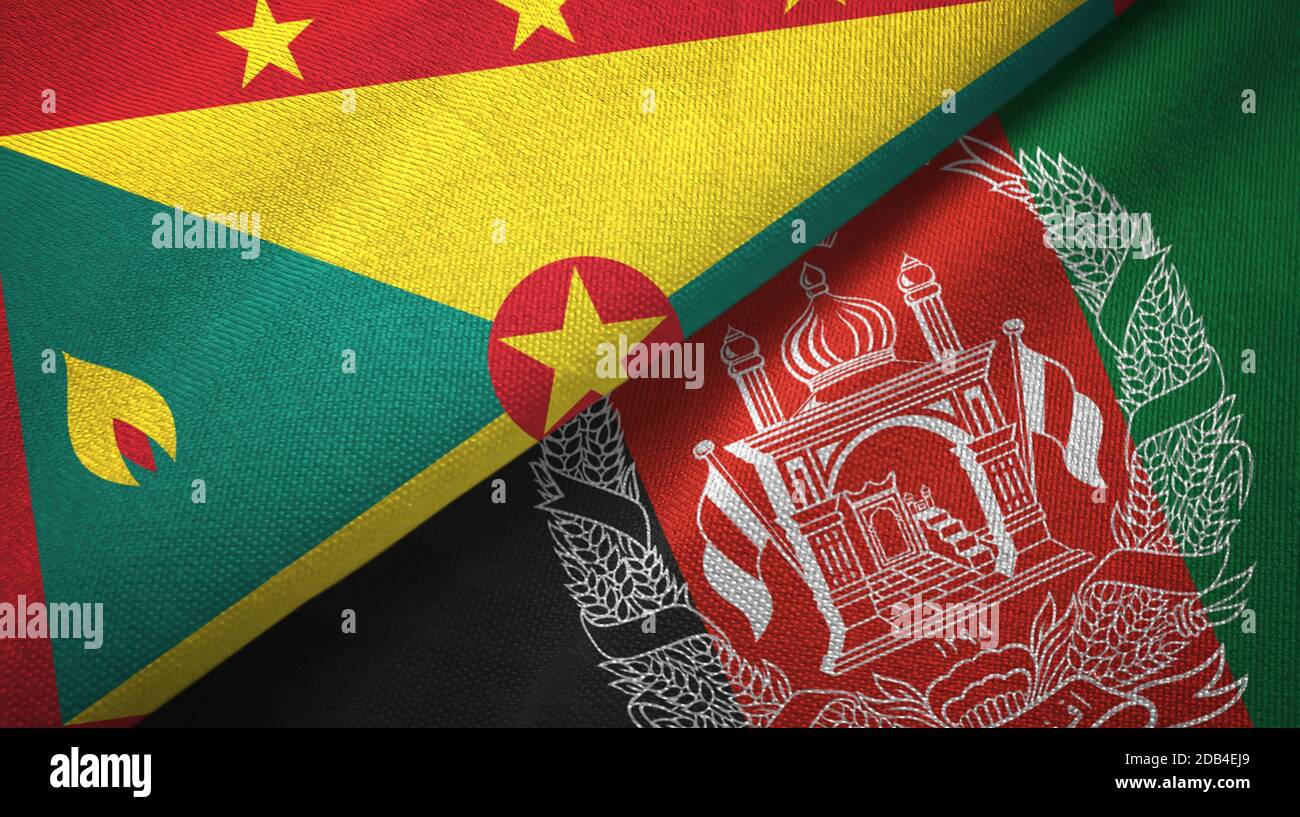 Grenada and Afghanistan two flags textile cloth, fabric texture Stock ...