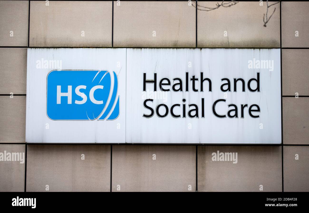 Sign for the Northern Ireland Health and Social Care (HSC) building on ...
