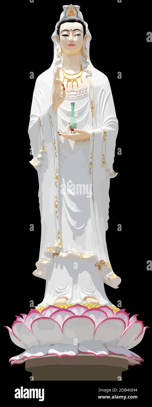 Guanyin mercy goddess faith chinese holy illustration Stock Photo - Alamy