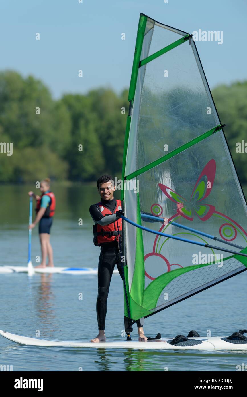 Learning to windsurf hi-res stock photography and images - Alamy