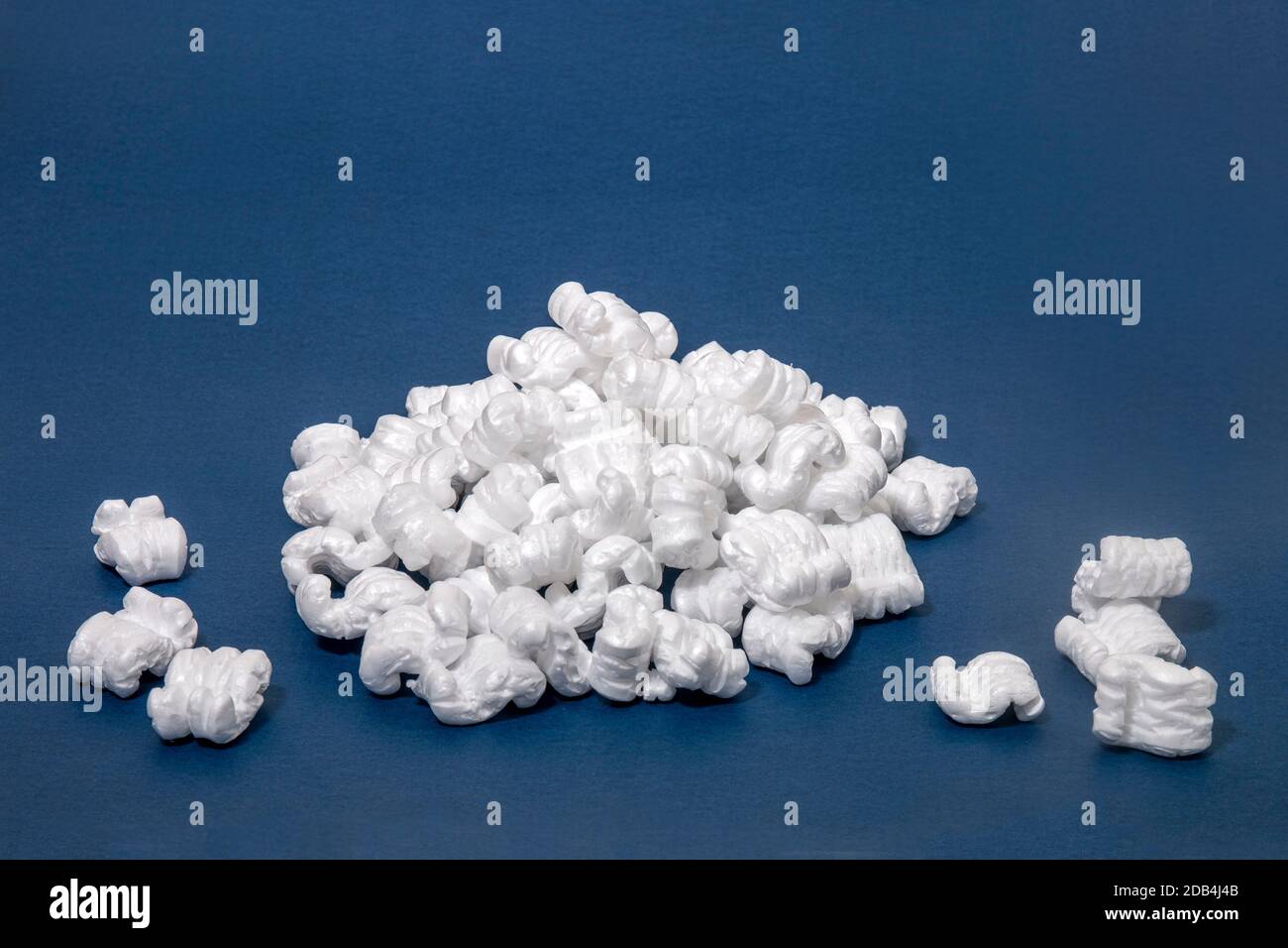 Polystyrene or white styrofoam packing pieces used for minimize bumps ...