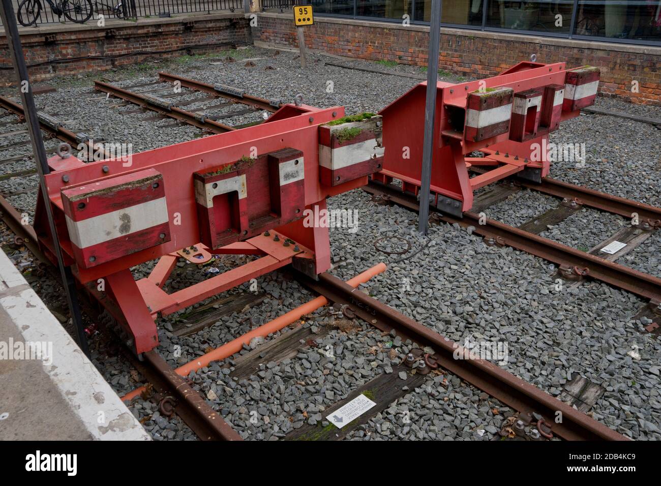 Buffer stop bumpers at a train station in Aberystwyth,Ceredigion,Wales ...