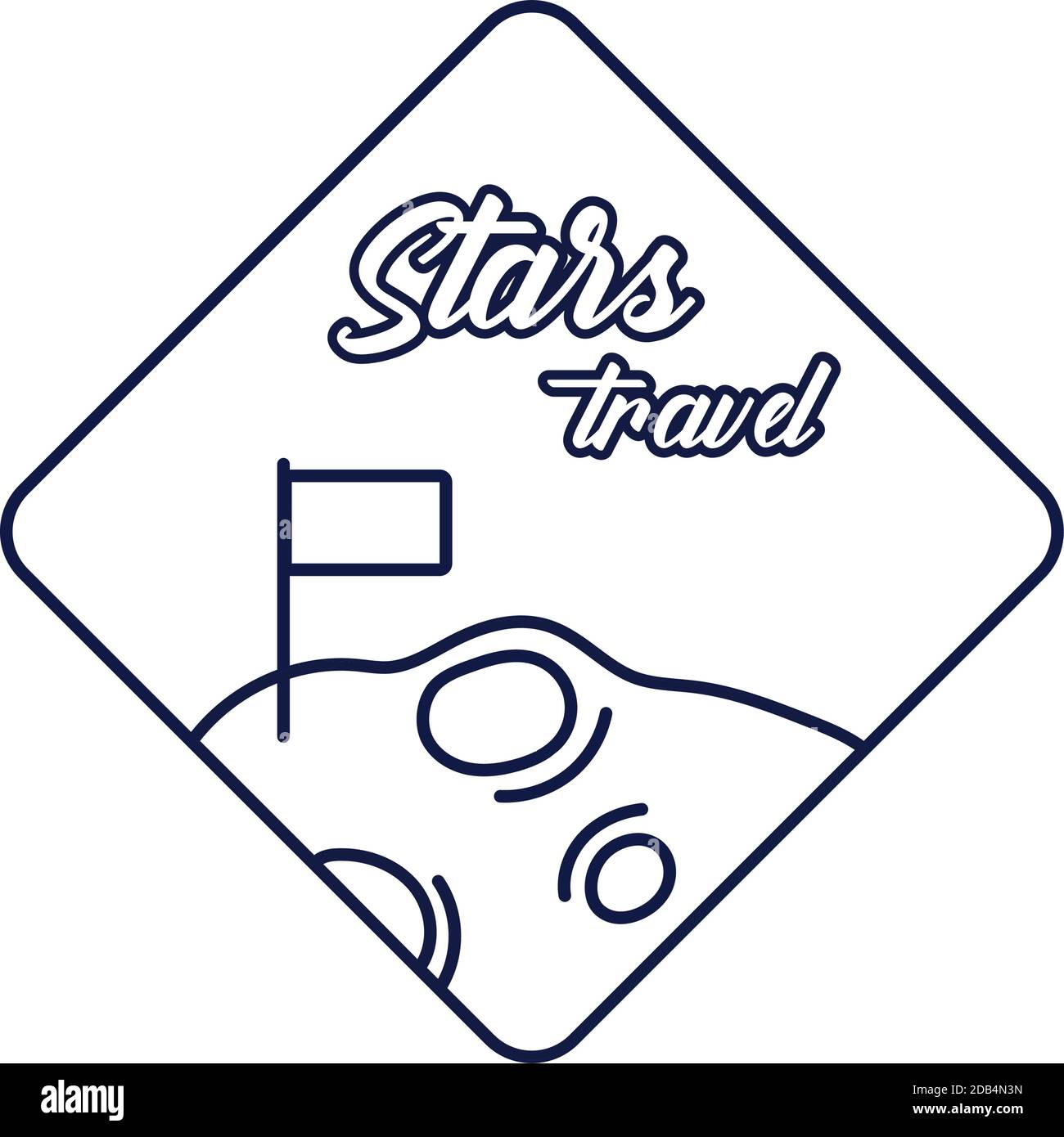 space badge with moon and flag line style vector illustration design ...