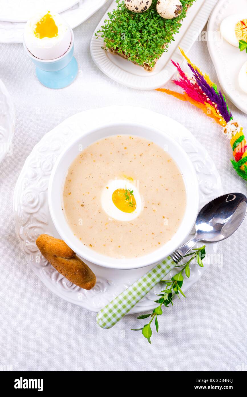 Easter in Polish: sour flour soup for Easter breakfast (Żurek Stock ...