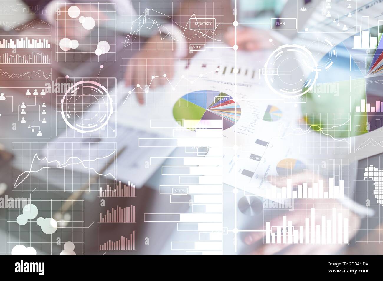 Business modern technology. BI Business intelligence concept on virtual ...