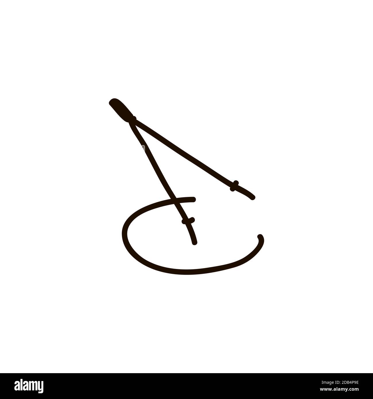 illustration of a compass cartoon ink pen Icon sketch style Vector ...