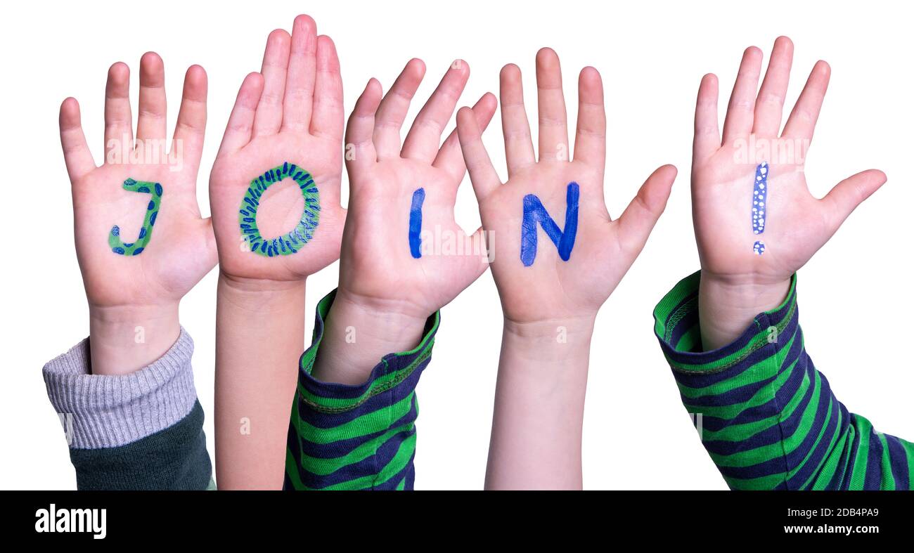Children Hands Building Colorful English Word Join. White Isolated ...
