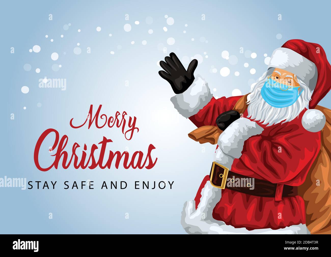Merry Christmas greetings. Santa Claus wearing face mask covid-19 ...