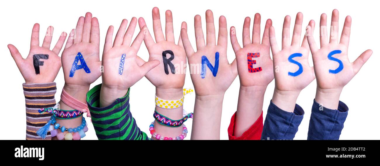 Children Hands Building Colorful Word Fairness. White Isolated ...