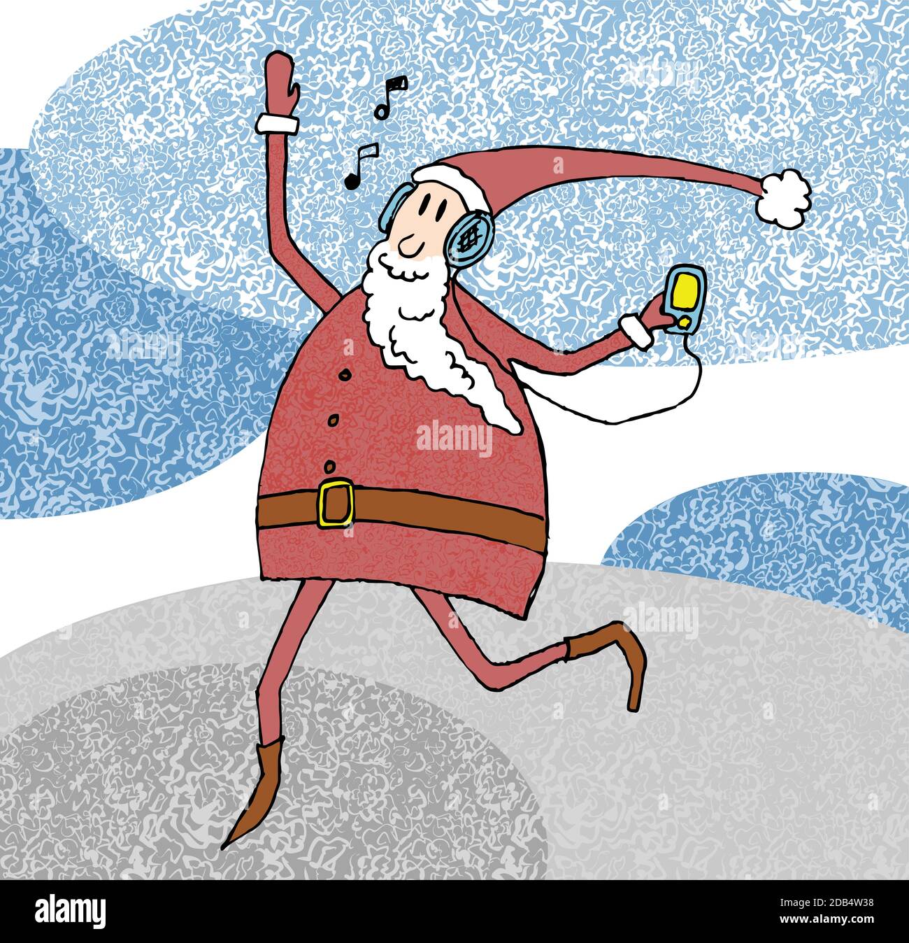 Cheerful Santa Claus listening player and dancing Stock Vector Image ...