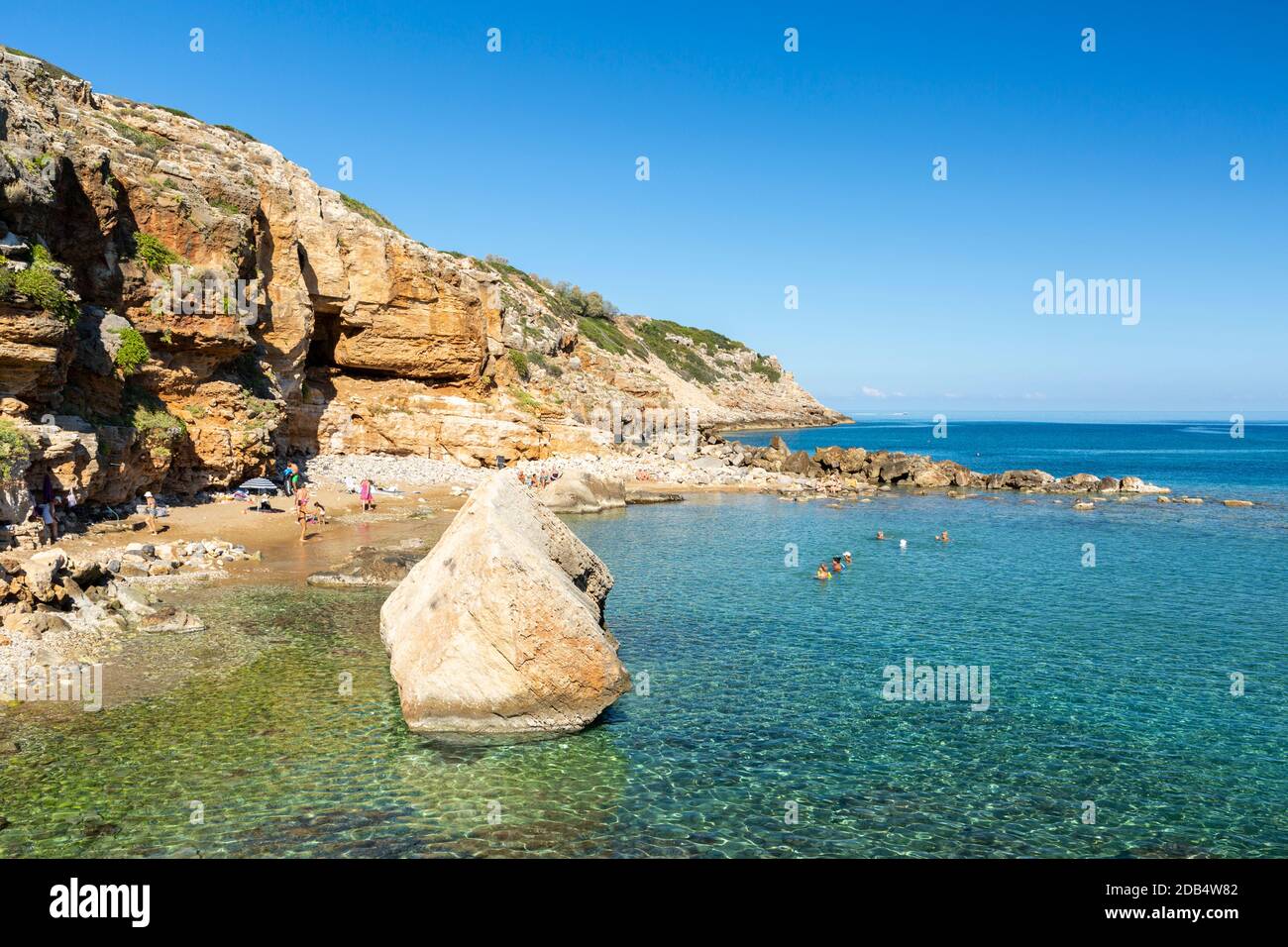 Coastal view of clear seawater at Kamari Beach in Gerani, Rethymno ...