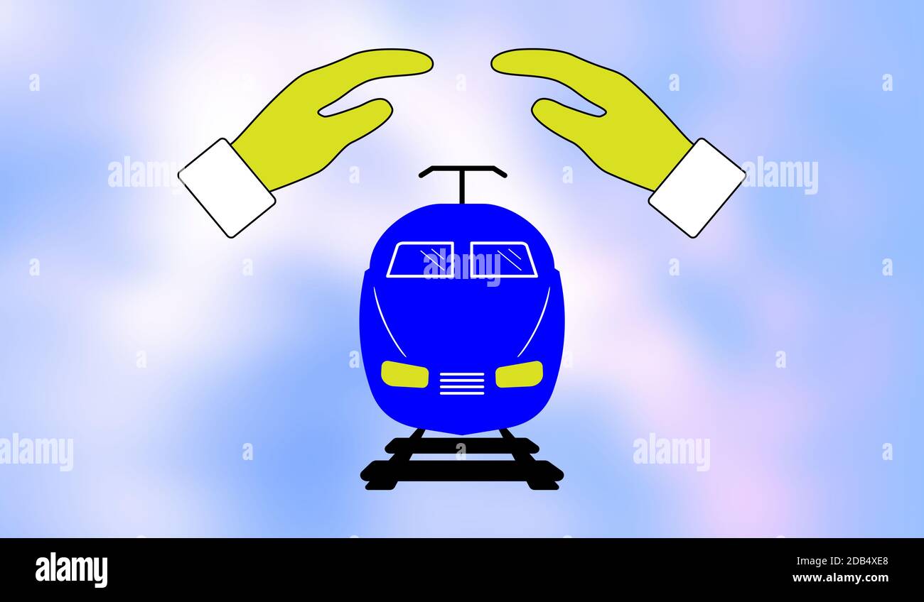 Illustration of a train insurance concept Stock Photo - Alamy