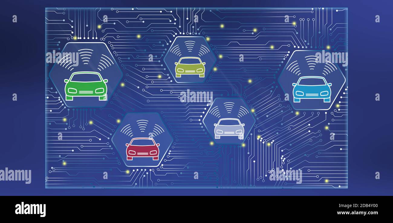 Illustration of a smart car concept Stock Photo - Alamy