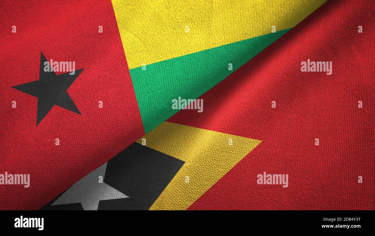 Guinea-Bissau and Timor-Leste East Timor two flags textile cloth ...