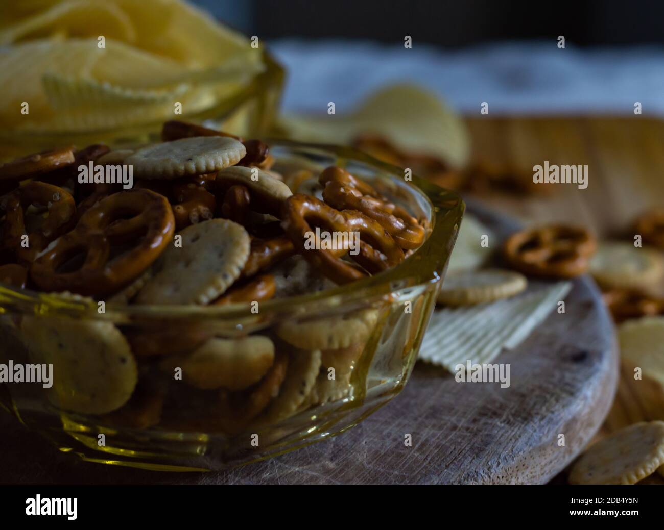 Many salty snacks mix Stock Photo - Alamy
