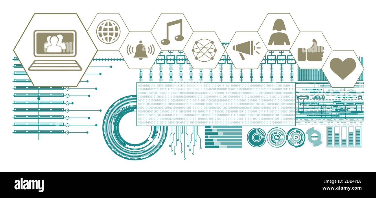Concept of social media with connected icons Stock Photo - Alamy