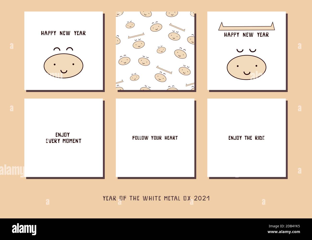 Vector set. Merry Christmas and happy New Year 2021. Postcard with ...