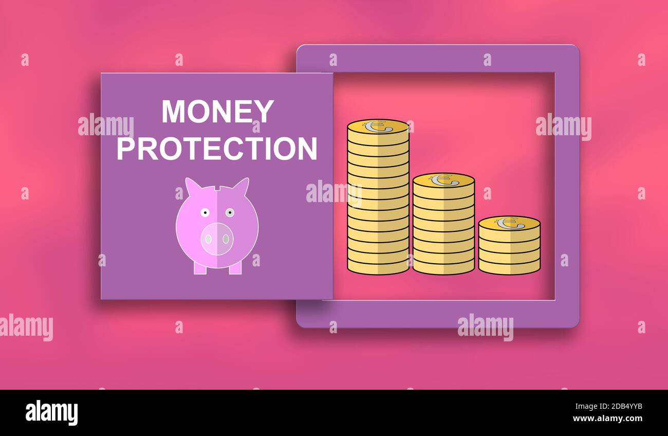 Illustration of a money protection concept Stock Photo - Alamy