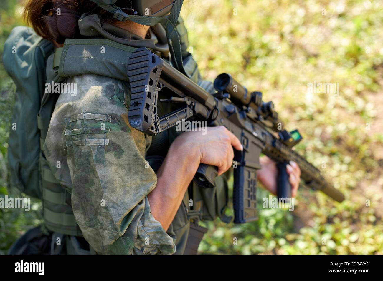 Female woman holding shotgun hi-res stock photography and images - Alamy