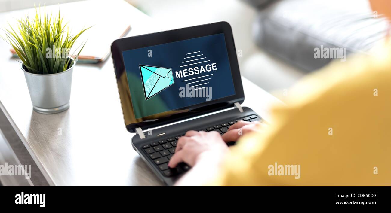 Laptop screen displaying a message concept Stock Photo - Alamy
