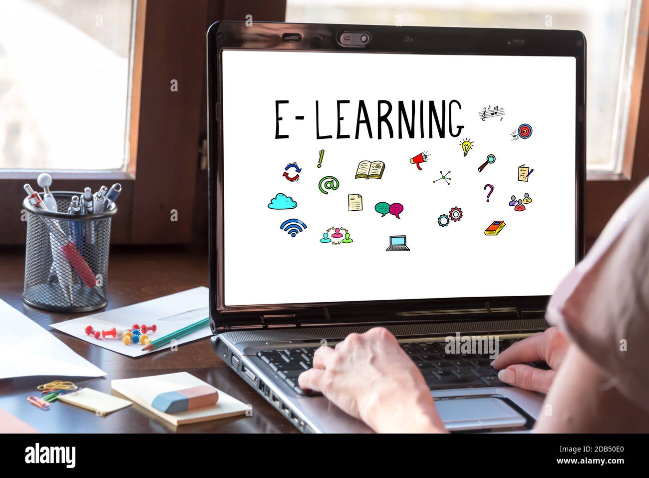 Laptop screen displaying learning hi-res stock photography and images ...