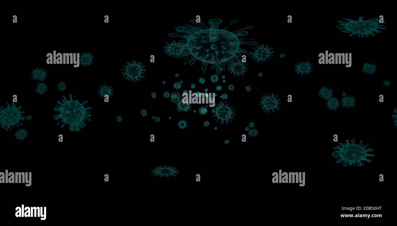 3d rendering Microscope virus- bacteria close up. Equirectangular 360 ...
