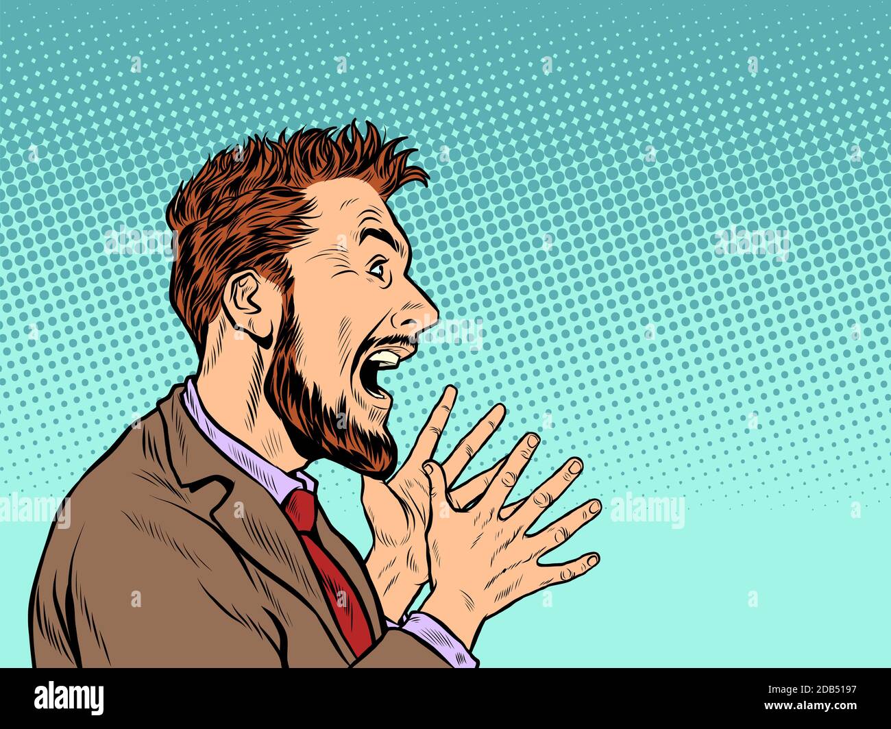 Emotional man screaming. Pop art retro vector illustration vintage ...